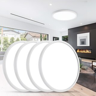 12-Inch 32W 3200LM 5000K Flush Mount LED Ceiling Light, White Round 4 ...