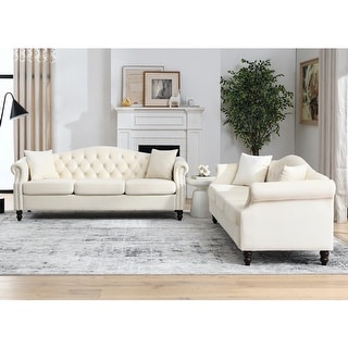 Velvet Lounge Loveseat Sofa Sets Button Tufted 3-seat Settee - Bed Bath ...