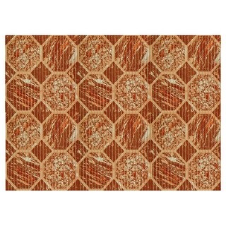Dundee Deco Octagon Bathroom Mat - 35" x 26" Brown Waterproof Non-Slip ...