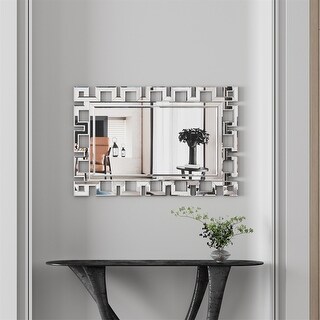 Large Wall-Mounted Silver Decorative Rectangular Wall Mirror - Bed Bath ...