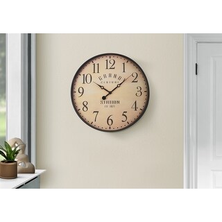 Monarch Specialties- Clocks, 20" Round, Wall Clock, Antique Brown ...