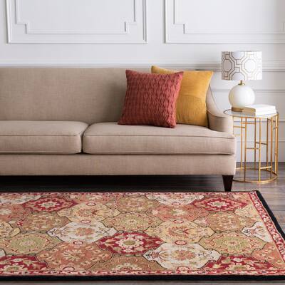 Hand-tufted Coliseum Red Wool Area Rug - 9'9" Round - Overstock - 5693225