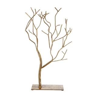 Leafless Branched Iron Tree Accent With Rectangular Base Gold Saltoro ...