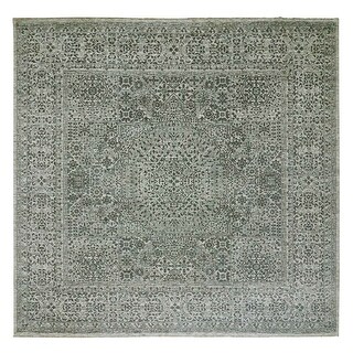 Shahbanu Rugs Duck White and Rusty Gray Hand Knotted Undyed Mamluk ...