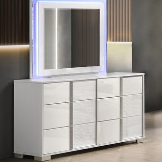 Best Quality Furniture B750 White Lacquer Dressers with Mirrors ...