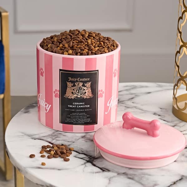 Juicy Couture Paw Stripe Ceramic Pet Treats Canister - 6.5" x 6.5 ...