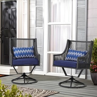 SAFAVIEH Outdoor Living Hutton Chair (Set of 2) - 22" W x 25.6" D x 35 ...