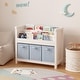 Kids Bookshelf with 3 Tier Front-Facing Storage and 3 Fabric Bins - Bed ...