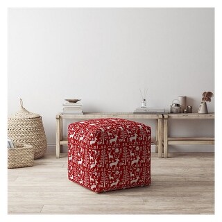Indoor WONDERLAND Bright Red Square Zipper Pouf - Stuffed - 17in x 17in ...