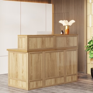 Reception Desk with Counter, 57-inch Rustic Front Desk Receptionist ...