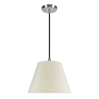 Aspen Creative 1-Light Fabric Lamp Shade Hanging Pendant, Ivory - SATIN NICKEL - SATIN NICKEL ...