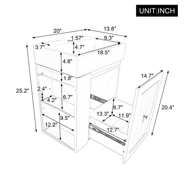 GDFStudio - Lizzar Modern 20-Inch Bathroom Vanity with Ceramic and Side ...