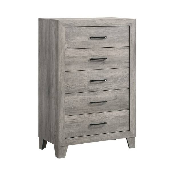 Isha 48 Inch 5 Drawer Tall Dresser Chest with Metal Handles, Driftwood ...