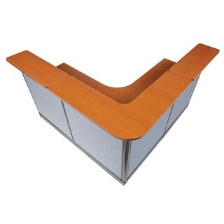 80"W x 80"D x 46"H L-Shaped Reception Station With Raceway, Cherry ...