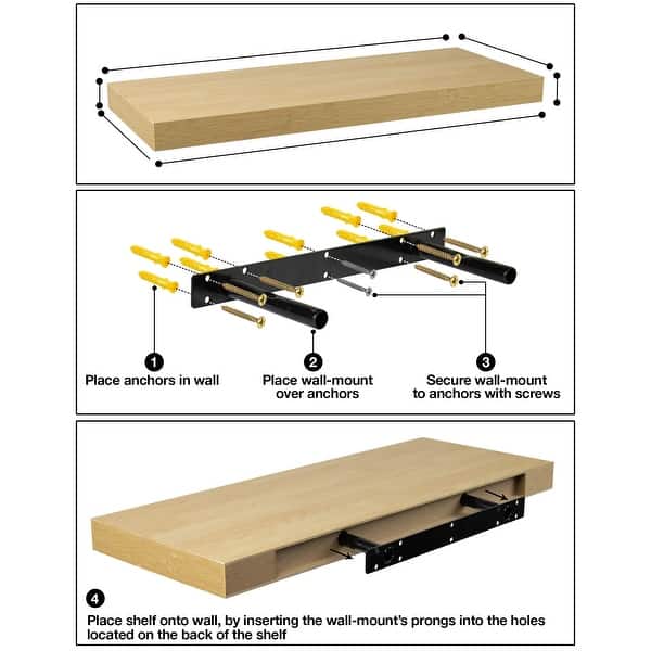 Floating Shelf, Hanging Wall Shelves Decoration Extra Long 24 Inch ...