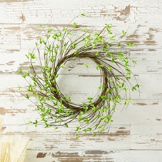 Mini Leaf Spring Artificial Twig Wreath - 22" - Green - Bed Bath ...