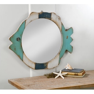 Wood Fish Frame Mirror - Blue - Bed Bath & Beyond - 21651200