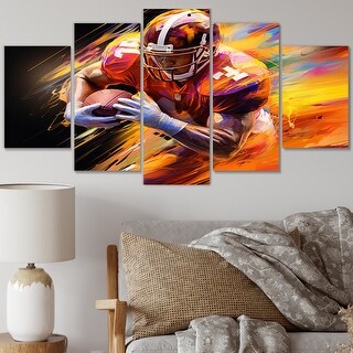 Designart "Football Rhythmic Momentum II" Sports Multipanel Wall Decor ...