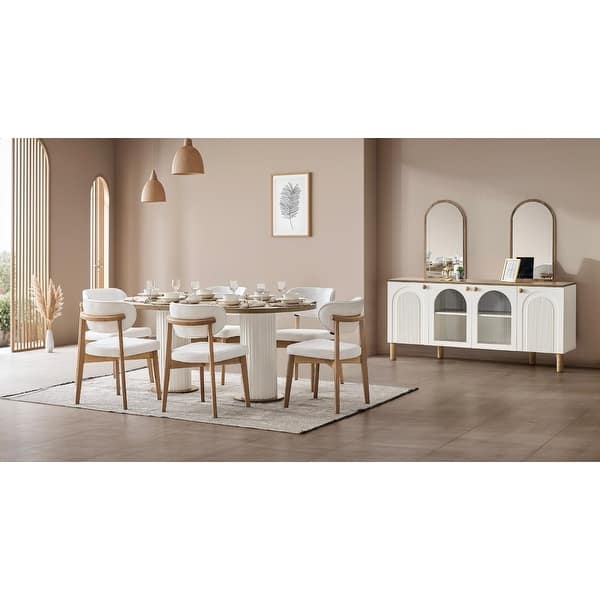 Bennett 8-Piece Oval Dining Table, 6 Dining Chair With Wood Leg Set And ...