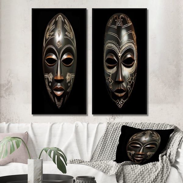 Designart "Ethnical Traditional African Mask IV" African Tribal Framed ...