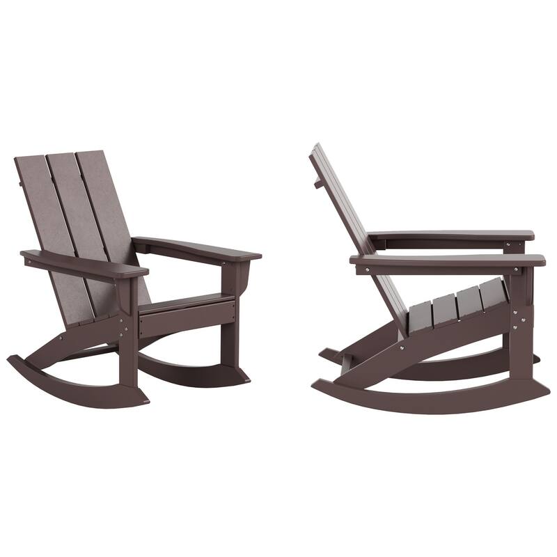Shoreside Modern Eco-Friendly All Weather Poly Adirondack Rocking ...