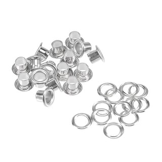 10.5 x 6 x 7mm Alloy Chrome Plated Eyelets with Washers Rivets Silver ...