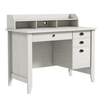 Vintage Computer Desk with Storage Shelves and 4 Drawers-White - Bed ...