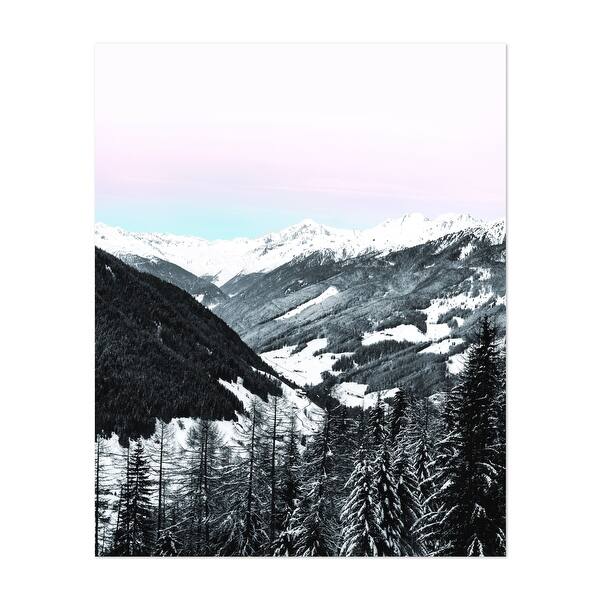 Snowy Mountains Photography Forest Landscape Minimal Art Print/Poster ...