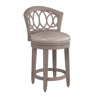 Emily Wood Upholstered Barrel-Back Bar Stool with Swivel Seat - Bed ...