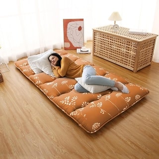 Futon Floor Mattress Japanese Style Floral Pattern Mattress for Floor ...