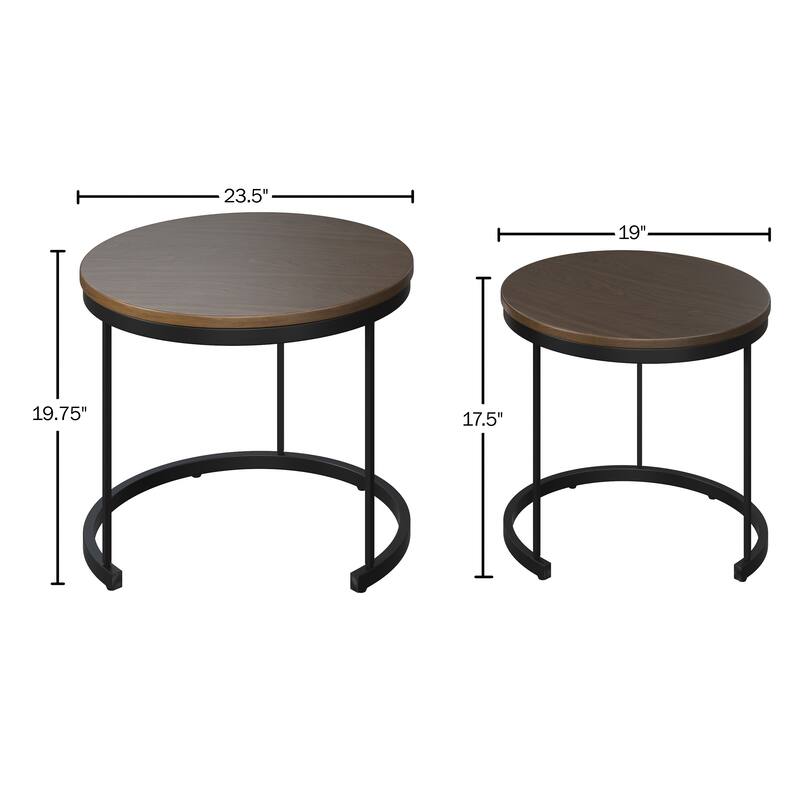 Nesting Coffee Table Set – Set of 2 Small Round Tables by Lavish Home ...