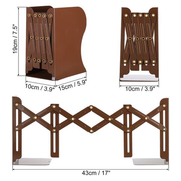 Adjustable Bookend Metal Book End for Heavy Books Extends Up to 17Inch ...