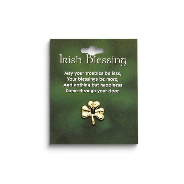 Curata Gold-Tone Shamrock with Irish Blessing Lapel Pin - Bed Bath ...