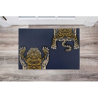 TIBETAN TIGER NAVY Doormat By Kavka Designs - Bed Bath & Beyond - 35220497