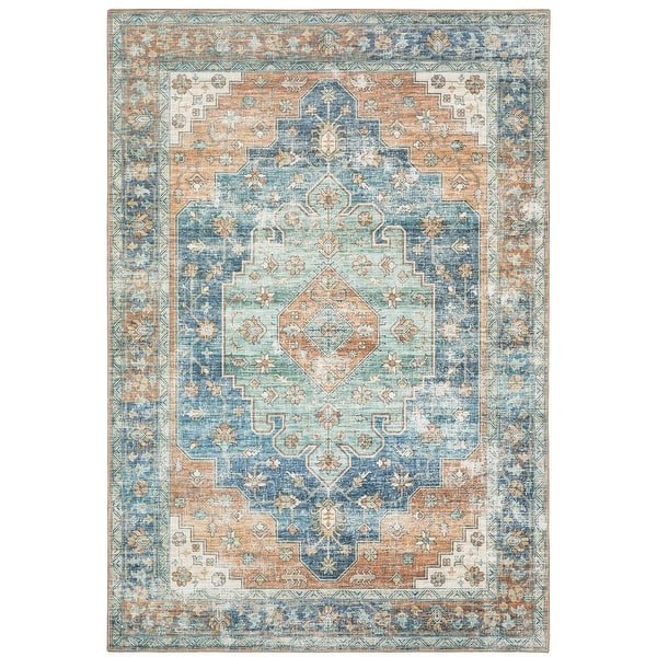 Vista Home Montreux Bohemian Medallion Orange/Blue Area Rug - Bed Bath ...