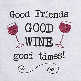Kay Dee Good Friends Good Wine Girlfriends Krinkle Flour Sack Kitchen ...