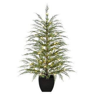 Puleo International 6 ft. Pre-Lit Flocked Alpine Artificial Tree - Bed ...