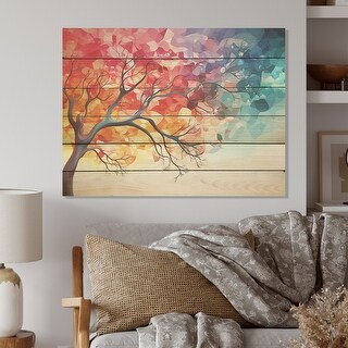 Designart "Colorful Interpretation Of An Oak Tree Magic" Tree Oak Wood ...