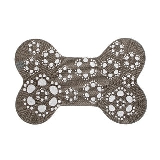 Braided Cotton Bone Shape Pet Mat (Gray Paws) - Bed Bath & Beyond ...