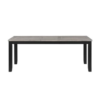 Rectangular Dining Table with Extension Leaf in Grey and Black - Bed ...