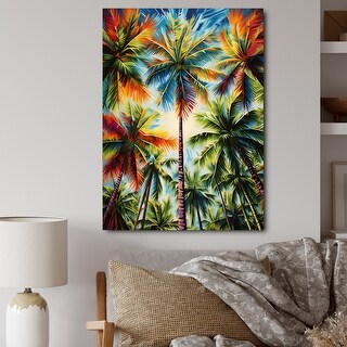 Designart "Colorful Palm Trees Collage V" Palms & Palm Trees Wall Art ...
