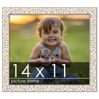 14x11 Ornate White Washed Complete Wood Picture Frame with UV Acrylic ...