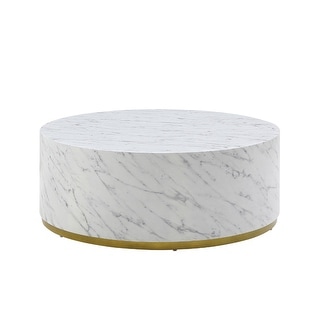 Faux Marble Coffee Tables 35.43inch Accent Tea Tables Gold Metal Base ...