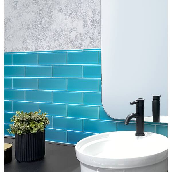 Apollo tile 0.5" x 12" Colorway Matte Sapphire Blue Glass Tile (0.5 sq ...