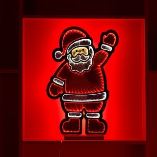 Waving Santa Ekko Light Display 22.5"H - 13.75” x 0.5” x 22.5" - Bed ...