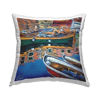 Stupell Vivid Boats Floating on Water Printed Throw Pillow Design by ...
