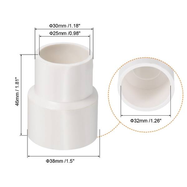 6pcs PVC Reducer Pipe Fitting Straight Coupling Adapter Connector - Bed ...