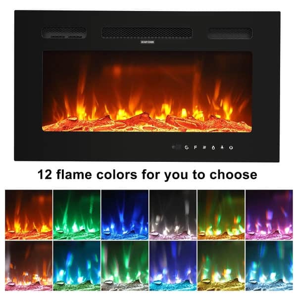 30-Inches 12-Color Flame Embedded/Wall-Mounted Fireplace with Remote ...