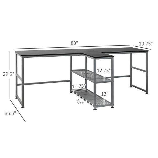 Industrial Double Workstation Desk with Built In Shelving and Steel ...