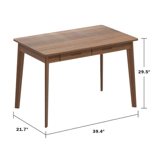 Timechee Brown Wooden Computer Desk, 39" Writing Desk with 2 Drawers ...